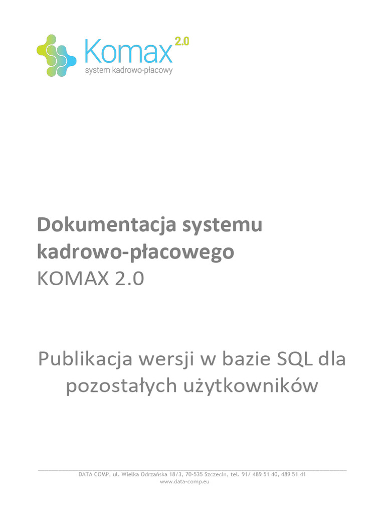 Dokumentacja - Komax - 2.0 - Aktualizacja - Wersji - Datacomp | PDF