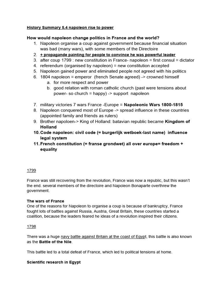 5.4 Napoleon's Rise To Power | PDF | Napoleon | First French Empire