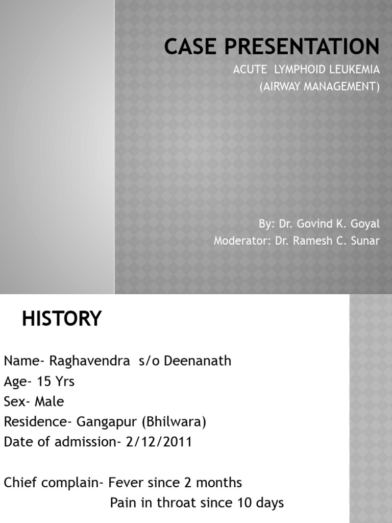 Acute Lymphoid Leukemia (Case Presentation) | PDF | White Blood Cell ...