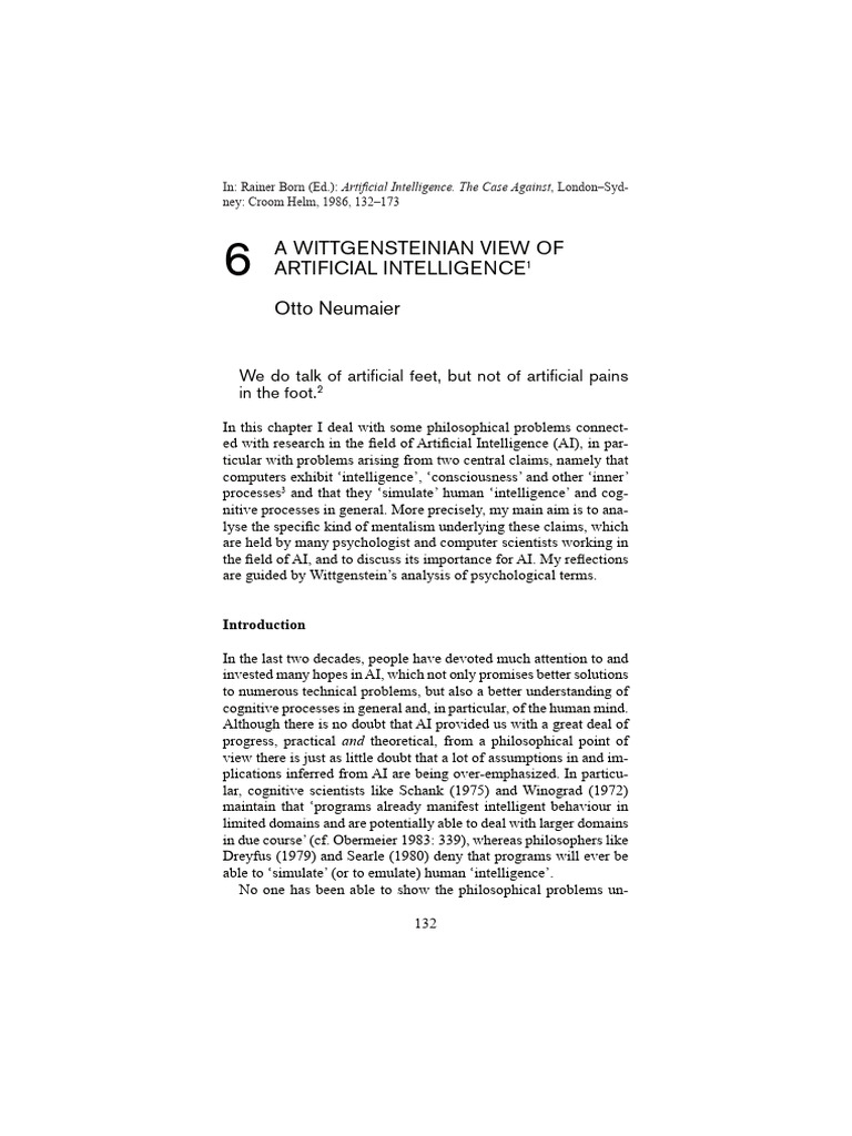A Wittgensteinian View of Artificial Int | PDF | Intelligence (AI ...