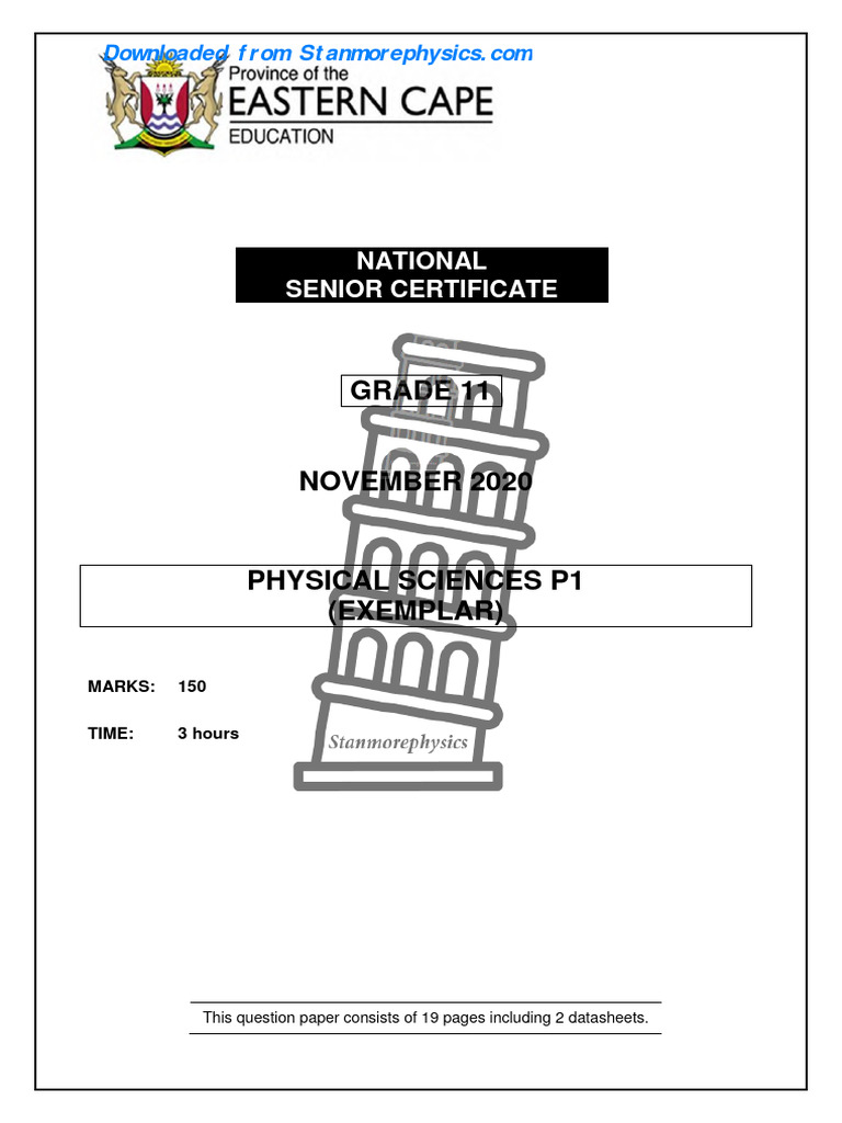 EC Physical Sciences Grade 11 November 2020 P1 and Memo | PDF | Orbit ...