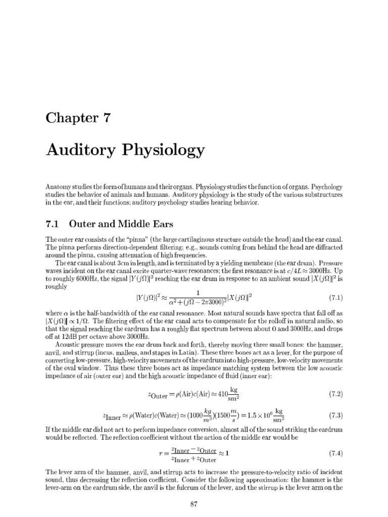 Chap07 Auditory Physiology | PDF