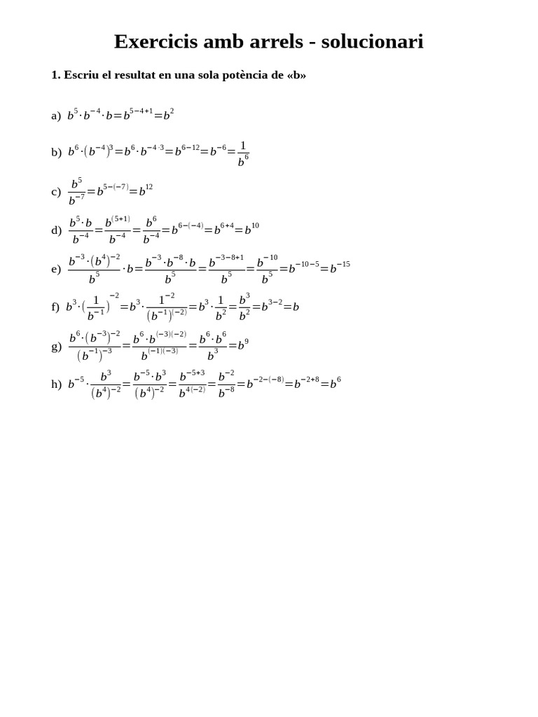 Exercicis Amb Arrels - Solucionari | PDF