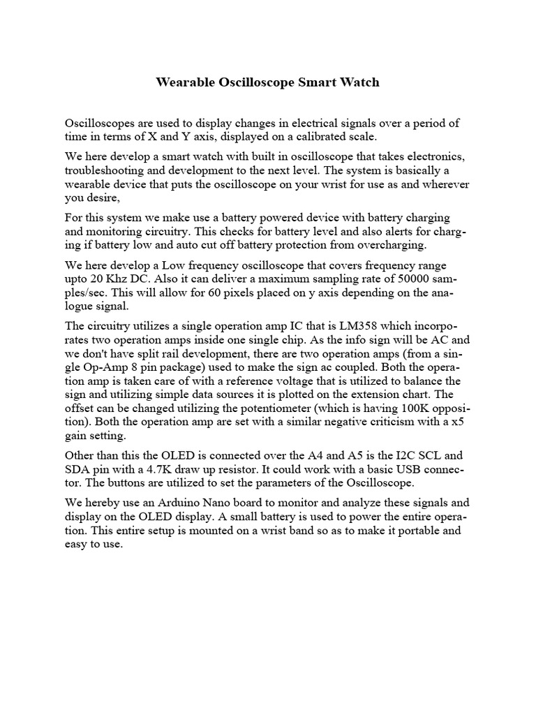 Wearable Oscilloscope Smart Watch | PDF