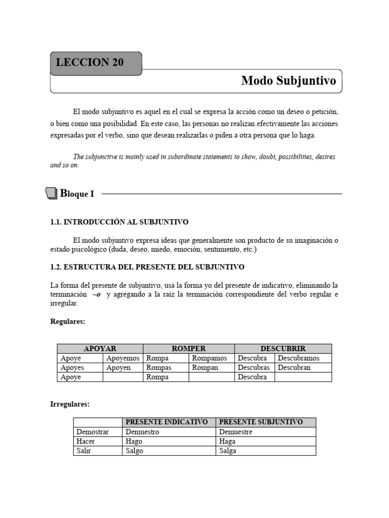 Modo Subjuntivo | PDF | Morfología | Lingüística