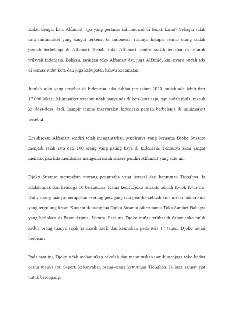 Djoko Susanto Sang Pendiri Alfamart | PDF