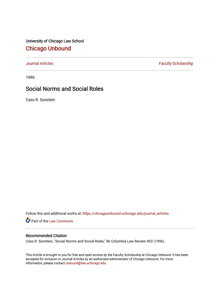Social Norms and Social Roles | PDF | Rationality