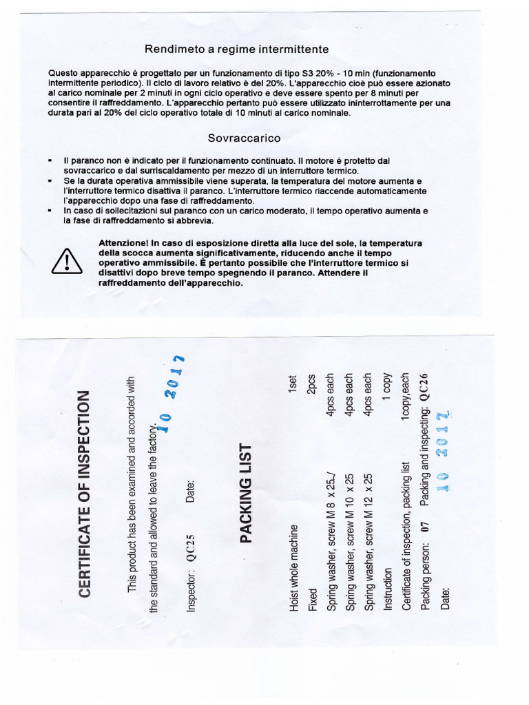 Cert. of Insp.& Rend. A Reg. Interm | PDF