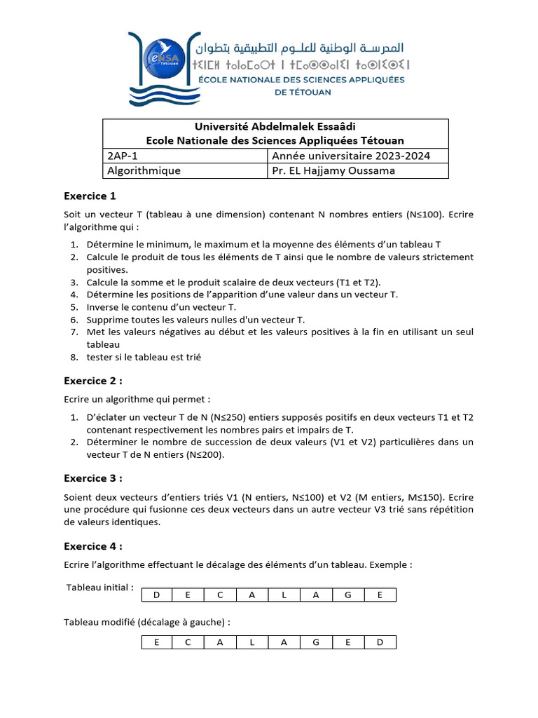 TD2 Algorithmique 2023-2024 | PDF
