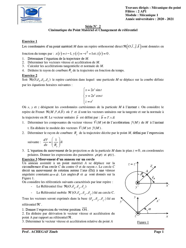 Serie2 Correction | PDF | Accélération | Mécanique newtonienne