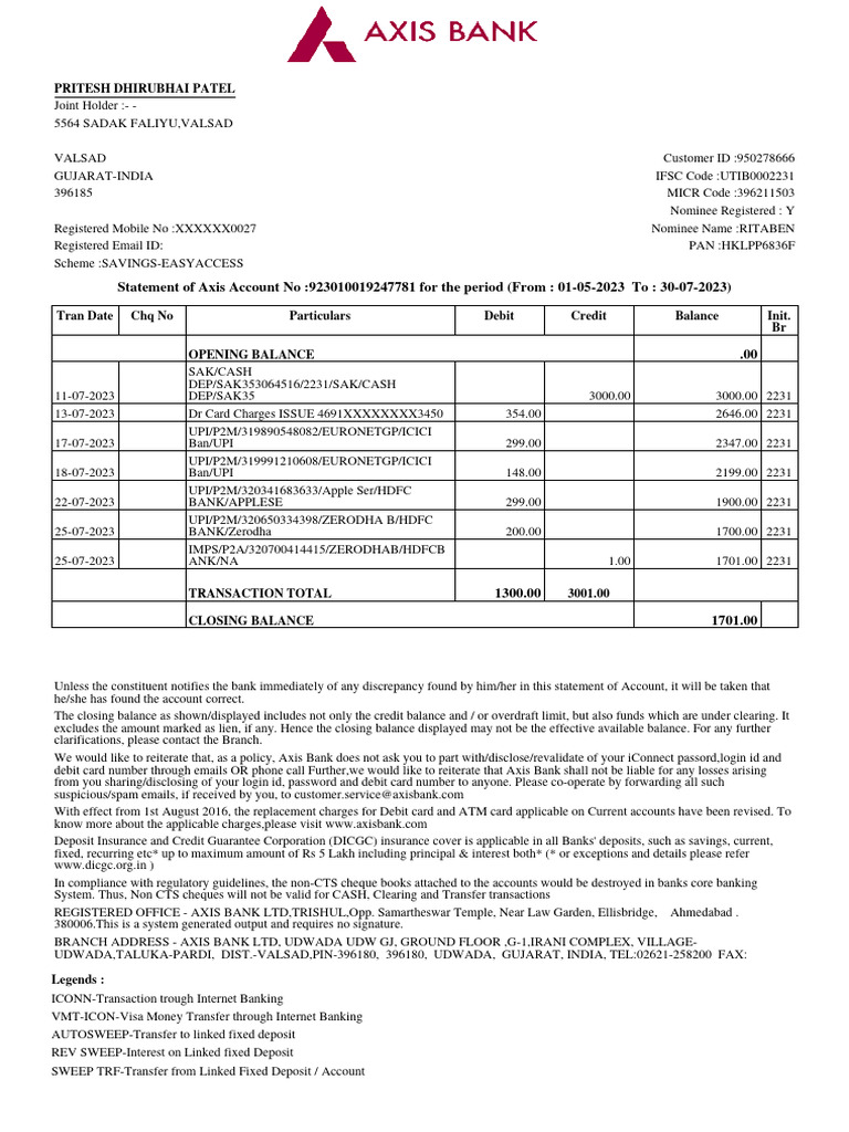 Account STMT | PDF | Banks | Debit Card