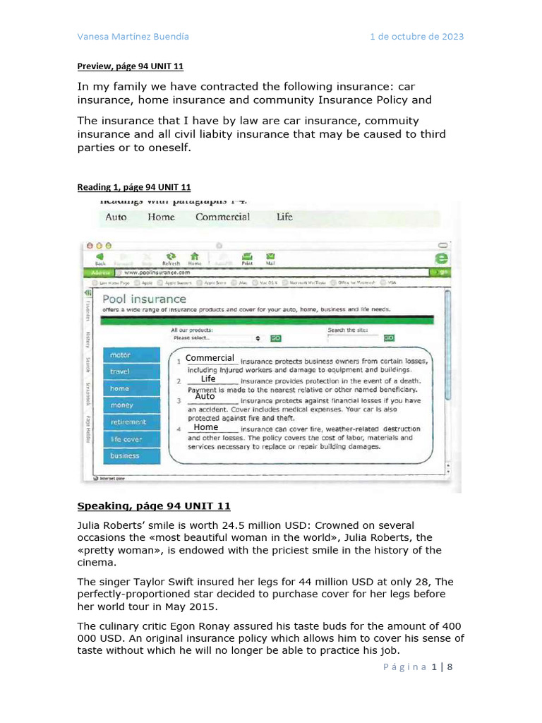 Textbook Activities Unit 11 | Download Free PDF | Insurance | Business Law