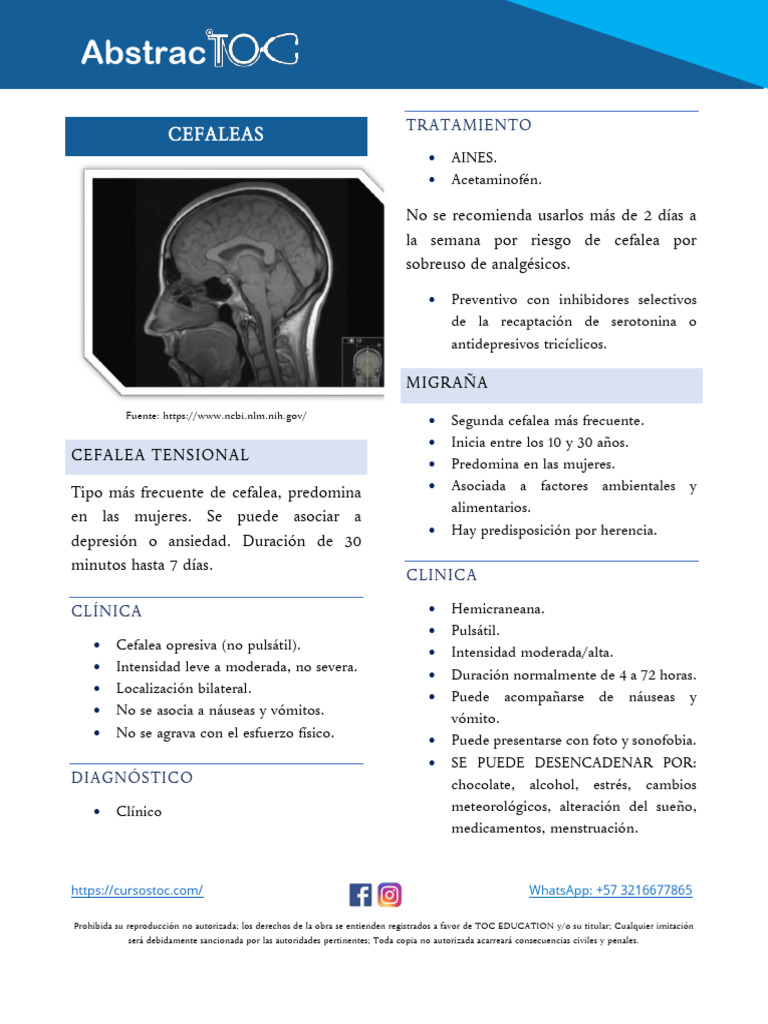 Cefaleas | PDF | Migraña | Dolor de cabeza