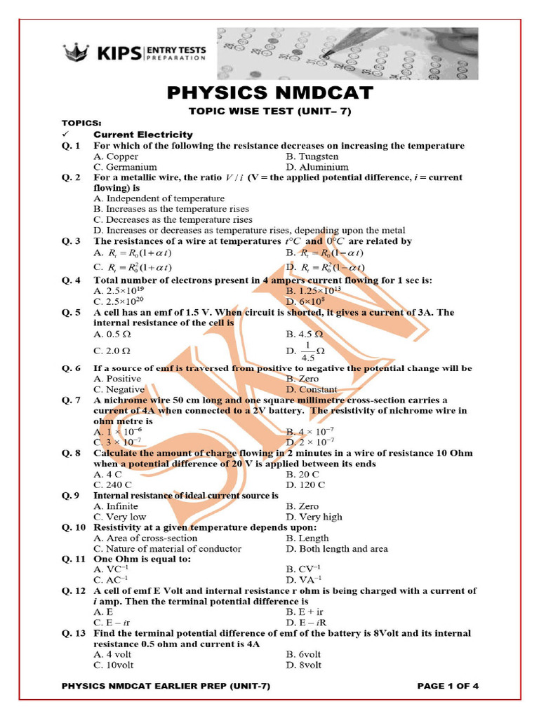 Unit 7 Current Electricity Kips Early Prep CTS 2021 | PDF
