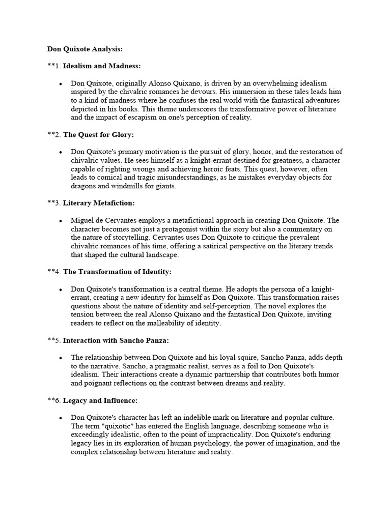 Don Quixote Analysis | PDF | Don Quixote