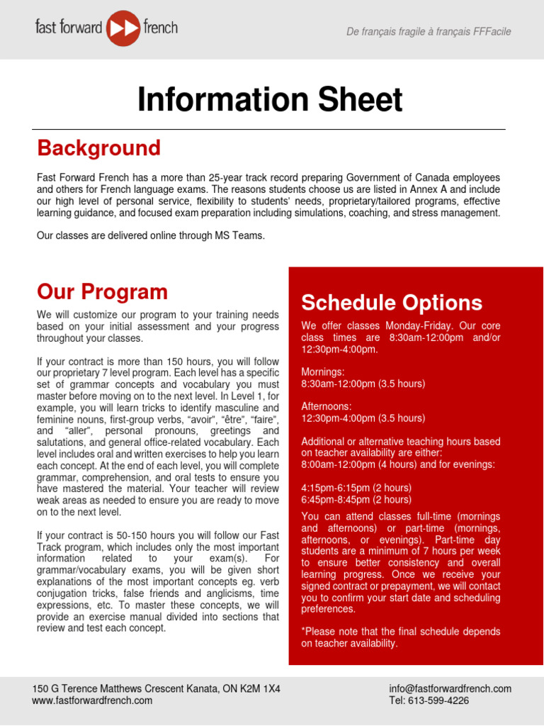 FFF Information Sheet 2023 (Updated) | PDF | Teachers | Human Communication