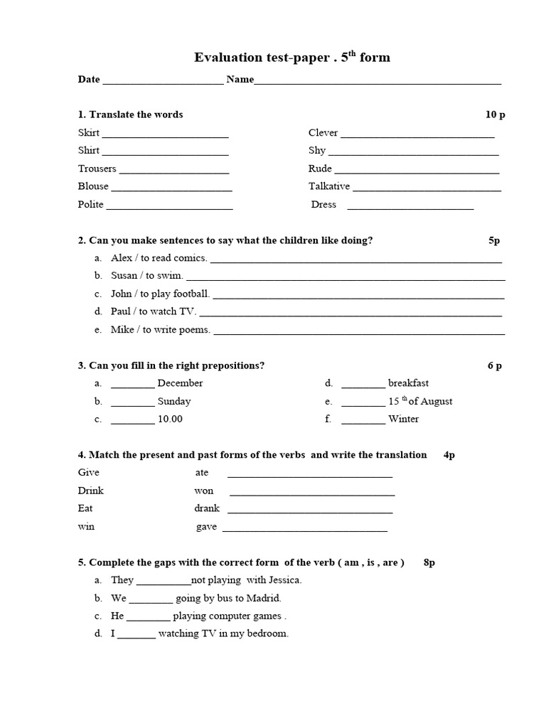 Summative Test Paper 2 5th Grade | PDF | Verb | Human Communication