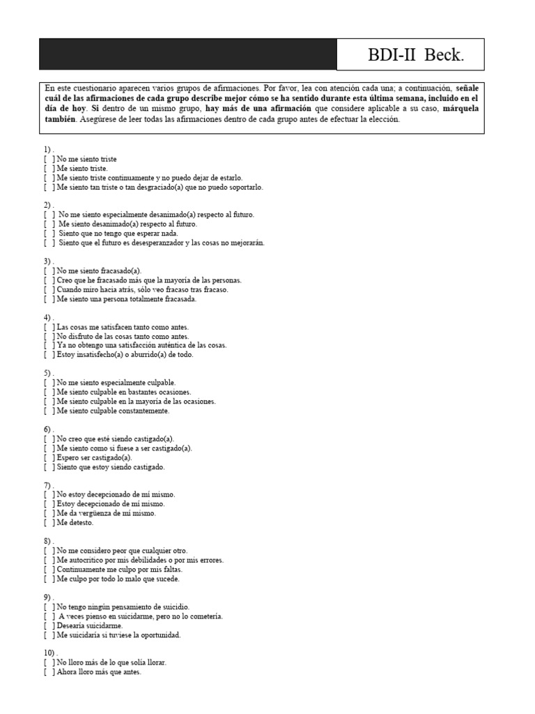 BDI-II Beck | PDF