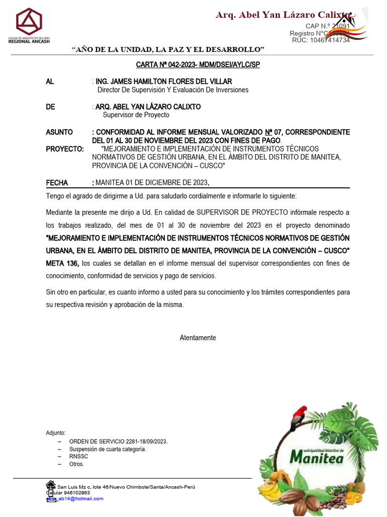Informe Mensual Proyecto Manitea 2023 | PDF | Datos geográficos e ...