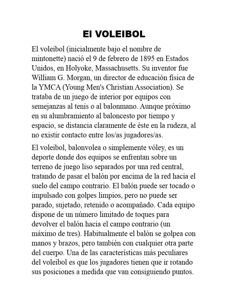 El Voleibol | PDF | Vóleibol | Deportes