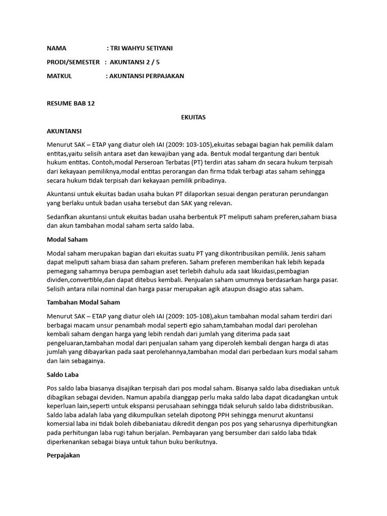 Akuntansi Perpajakan - Tri Wahyu Setiyani - 21020049 2 | PDF