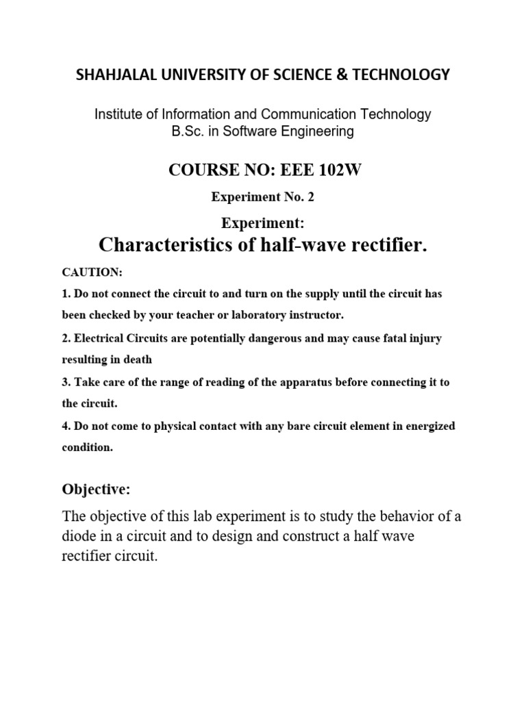 Characteristics Of Half Wave Rectifier Download Free Pdf Diode