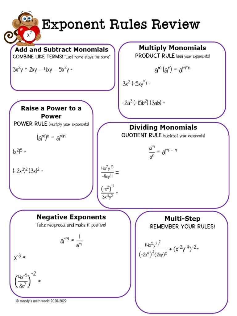 Exponent Rules for Students | PDF | Mathematical Concepts | Mathematics