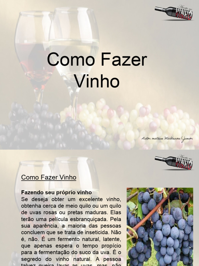 Como Fazer Vinho em Casa | PDF | Vinhos