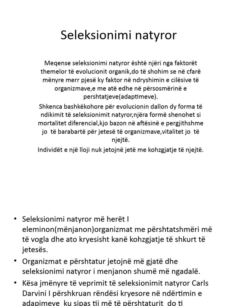 Seleksionimi Natyror | PDF