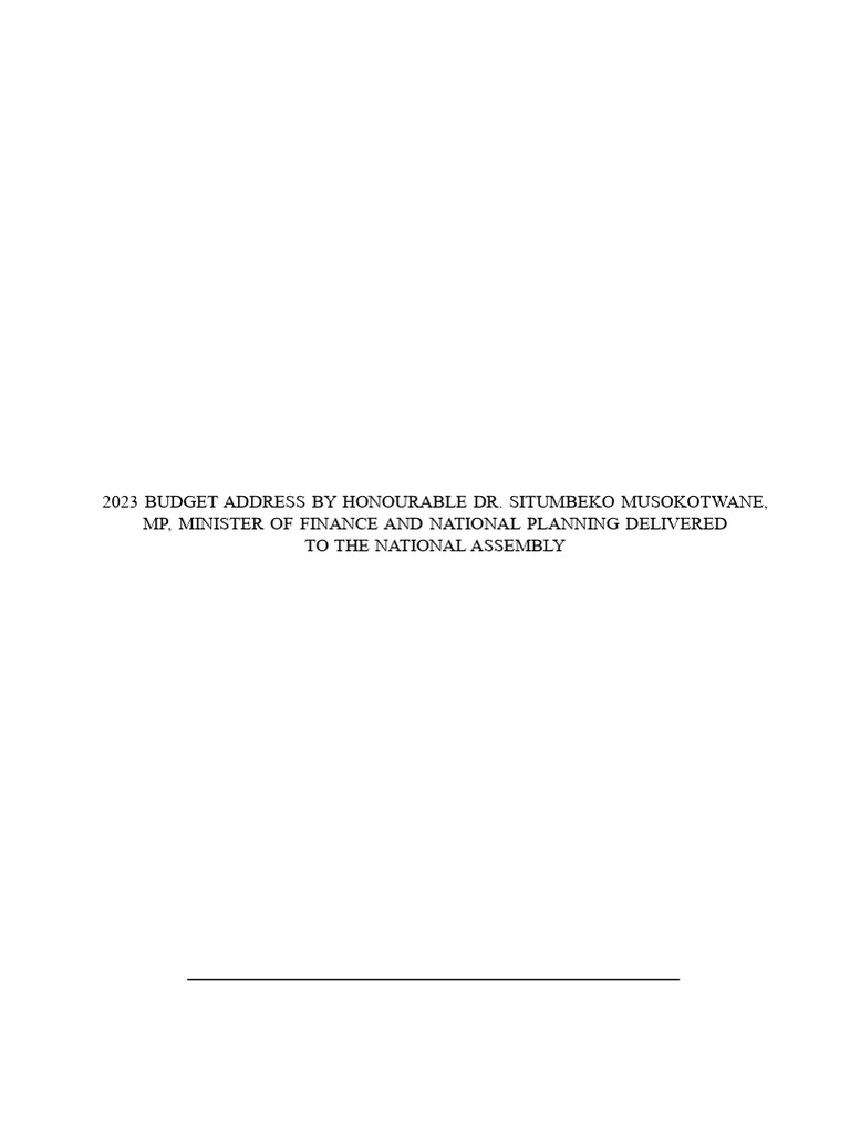 2023 Budget Speech | PDF | Economic Growth | Debt