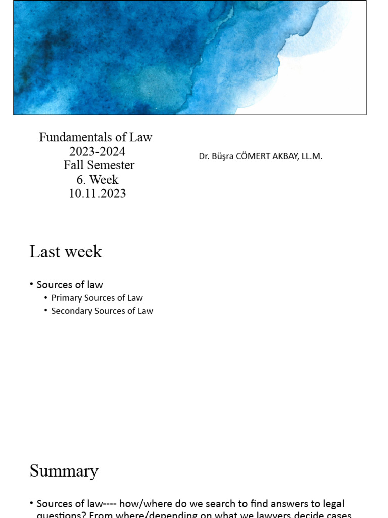 BUS 109 6. Week Fundamentals of Law 10.11.2023 | PDF | Burden Of Proof ...