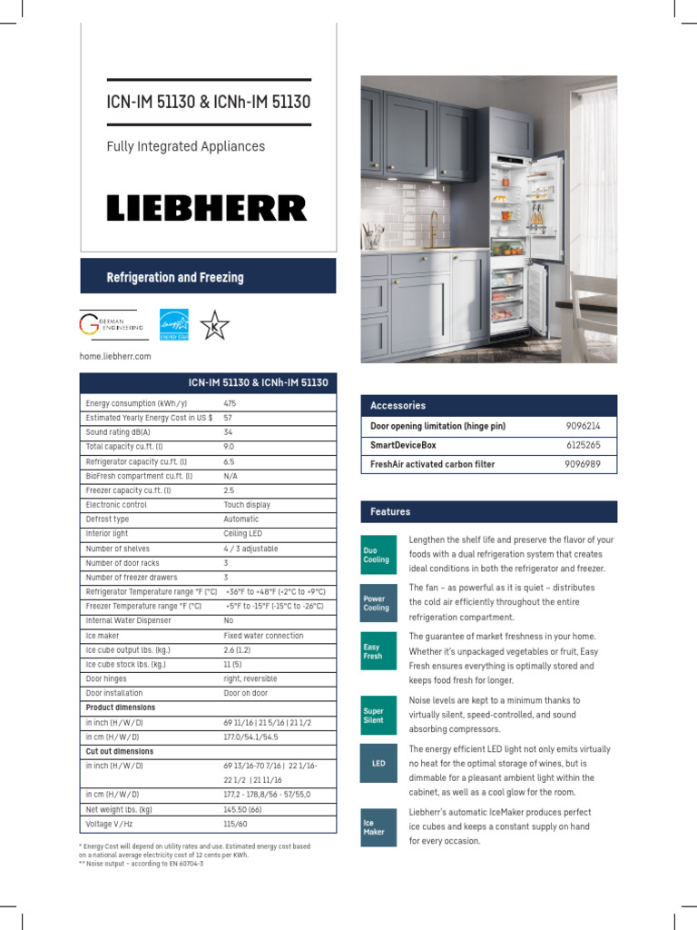 Ficha Técnica Nevera ICNh-IM51130 | Download Free PDF | Refrigerator | Building Engineering