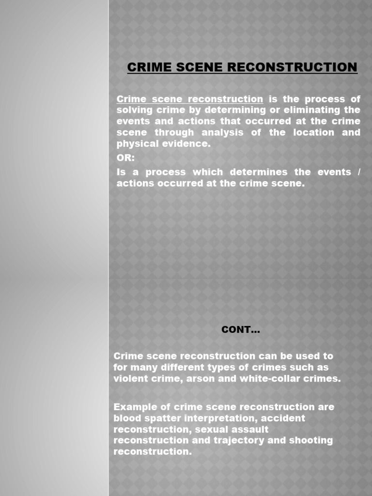Crime Scene Reconstruction Pdf Crime Scene Evidence