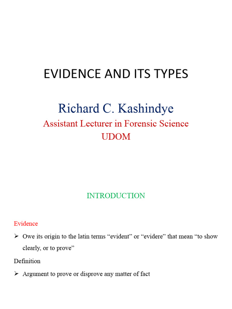 Evidence and Its Types | PDF | Crime Scene | Circumstantial Evidence