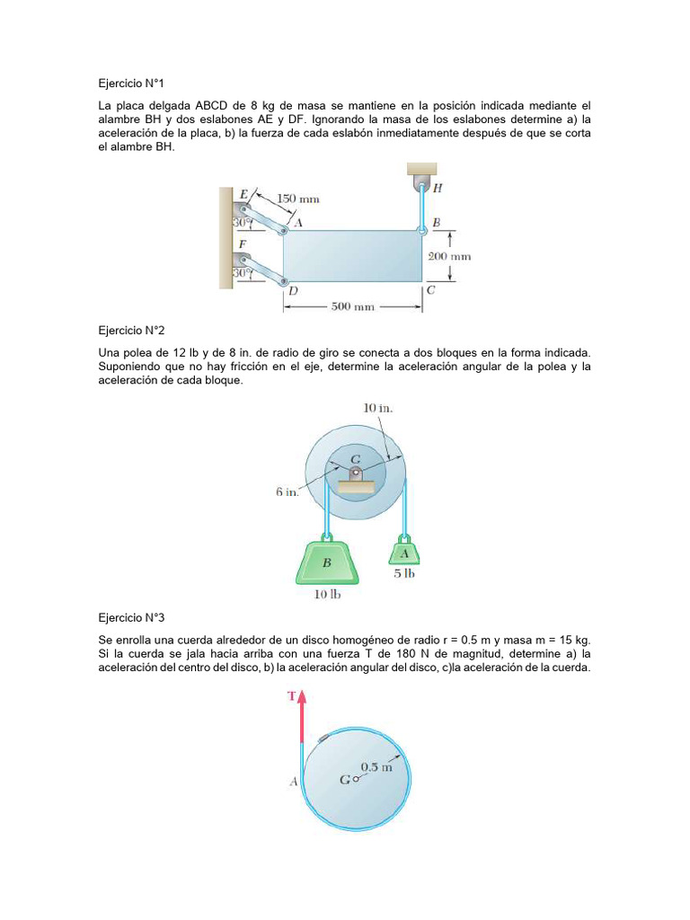 Ejercicios para 3ra Práctica Calificada (Dinamica) | PDF | Engranaje | Aceleración