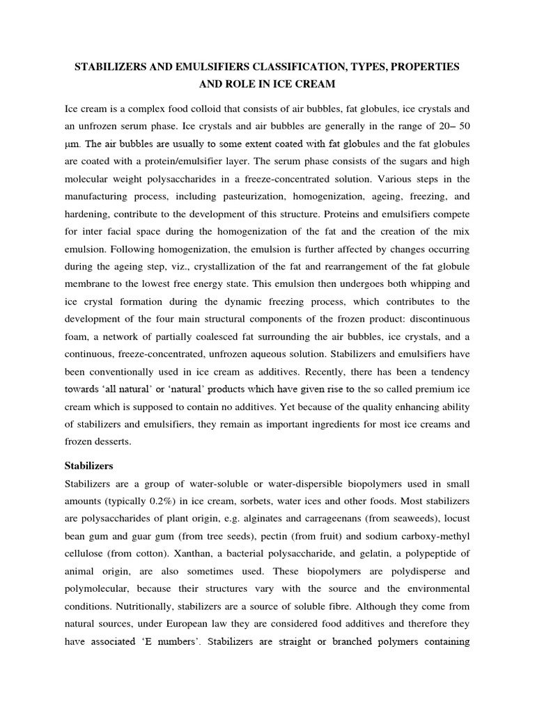 Stabilizers and Emulsifiers Classification, Types, Properties and Role ...
