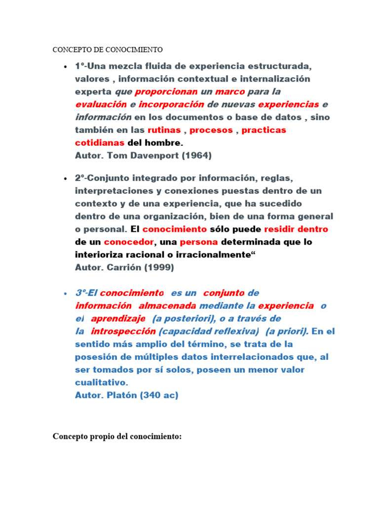 Concepto de Conocimiento | PDF | Conocimiento | Empirismo