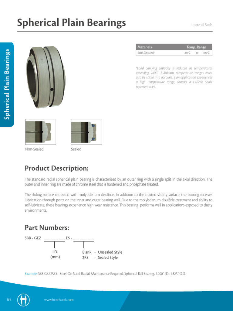 Spherical Plain Bearings Imp | PDF | Bearing (Mechanical) | Physical ...