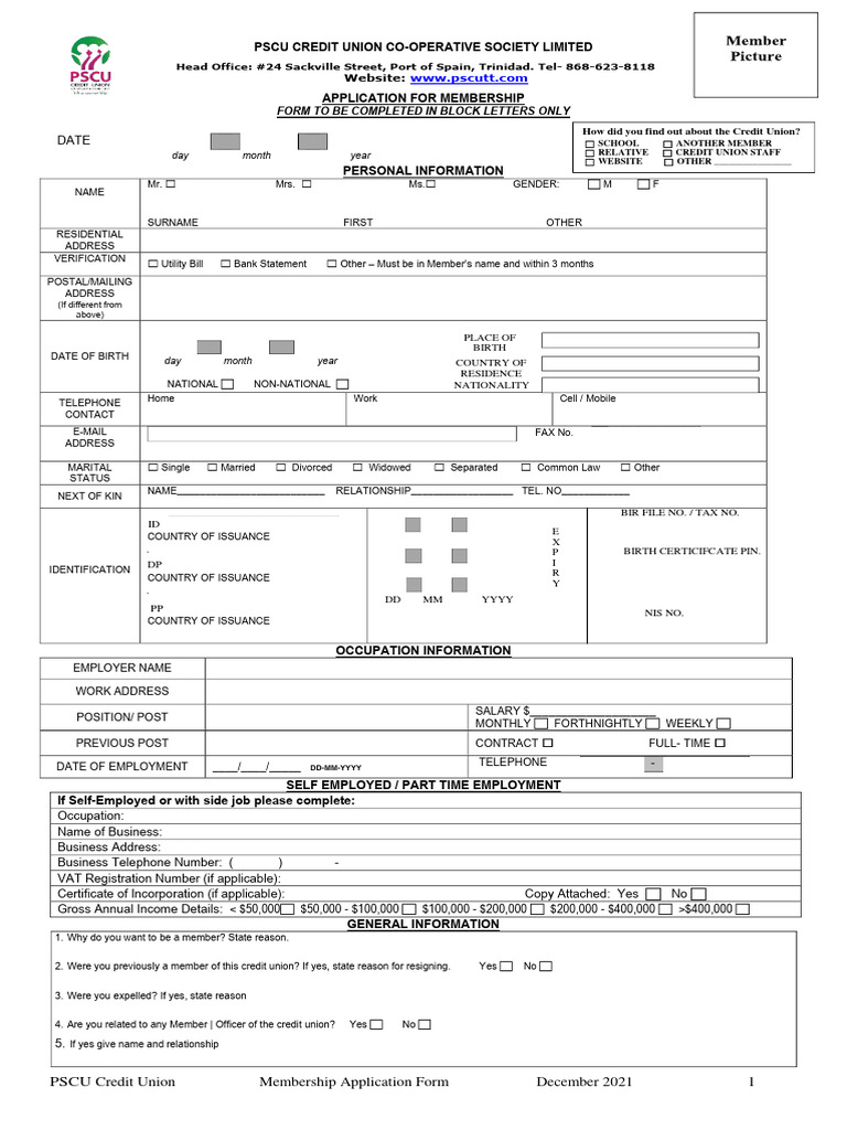 Membership Application Form Fillable 1 | PDF | Identity Document | Economies