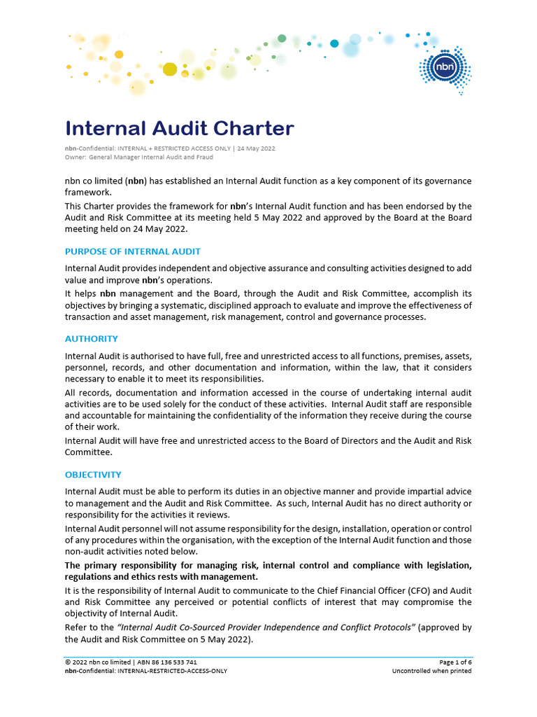 Internal Audit Charter 20220524 | Download Free PDF | Internal Audit ...