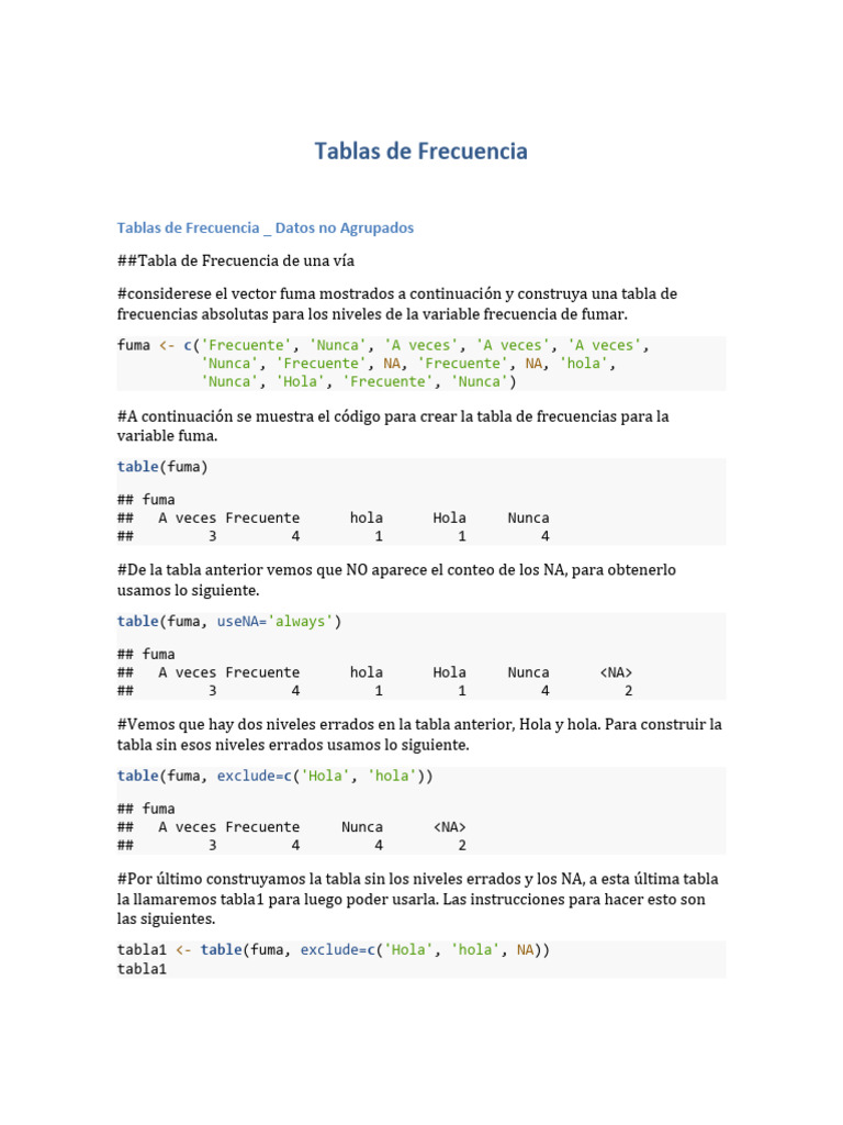 Tablas de Frecuencia | PDF | Programación de computadoras | Informática