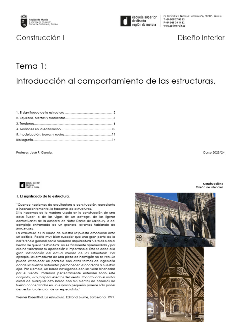 T1. Introducción Comportamiento Estructuras | PDF | Estrés (Mecánica) | Deformación (ingeniería)