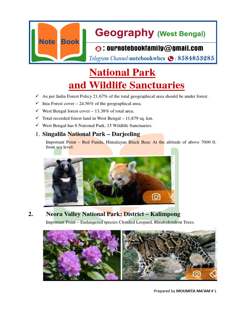 National Park and Wildlife Sanctuaries | PDF | Wildlife | Natural Environment