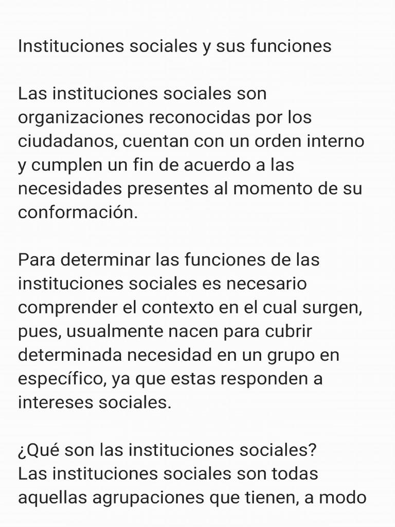 Instituciones Sociales | PDF
