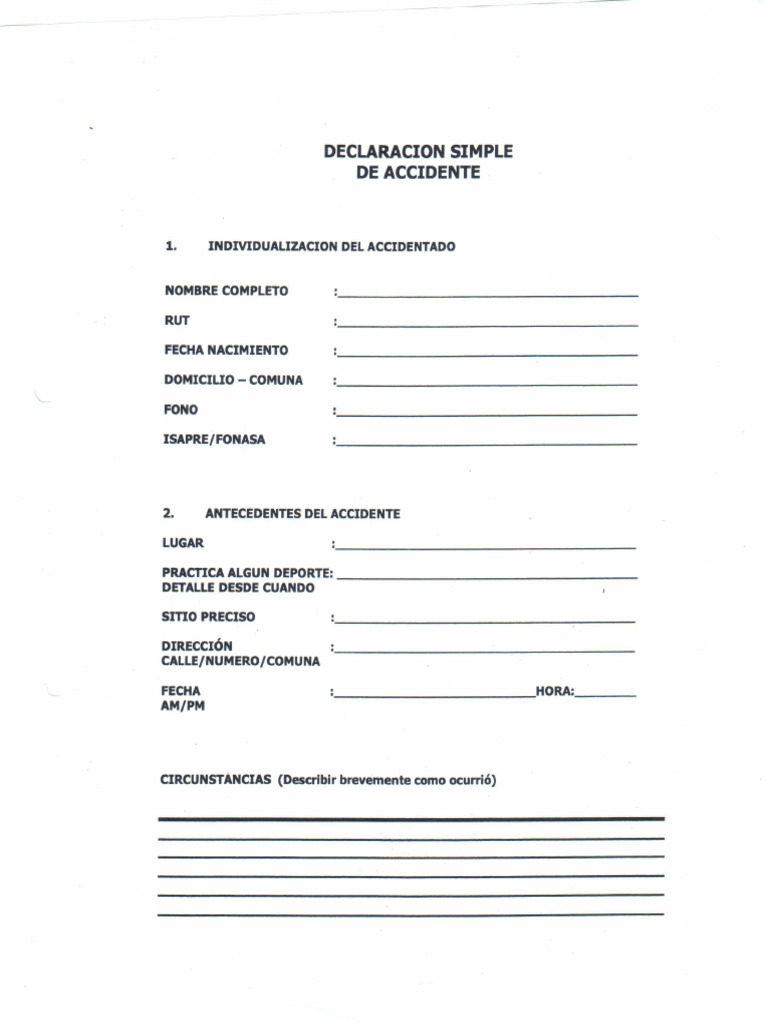 Declaracion Simple de Accidente | PDF