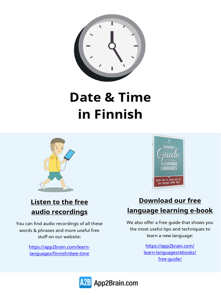 App2brain Cheat Sheet Finnish Date Time | PDF