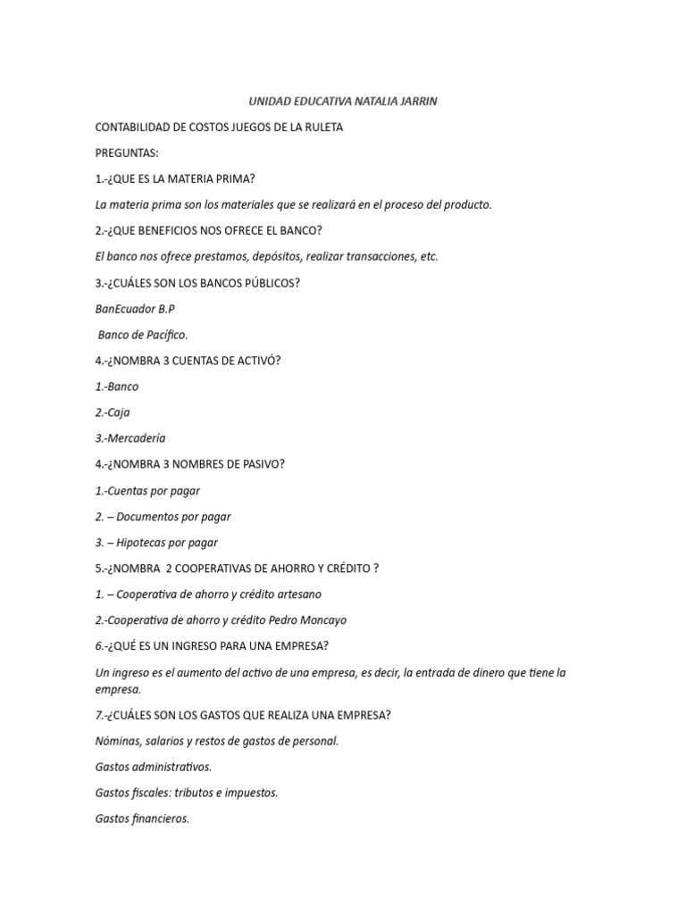 Preguntas de La Ruleta | PDF