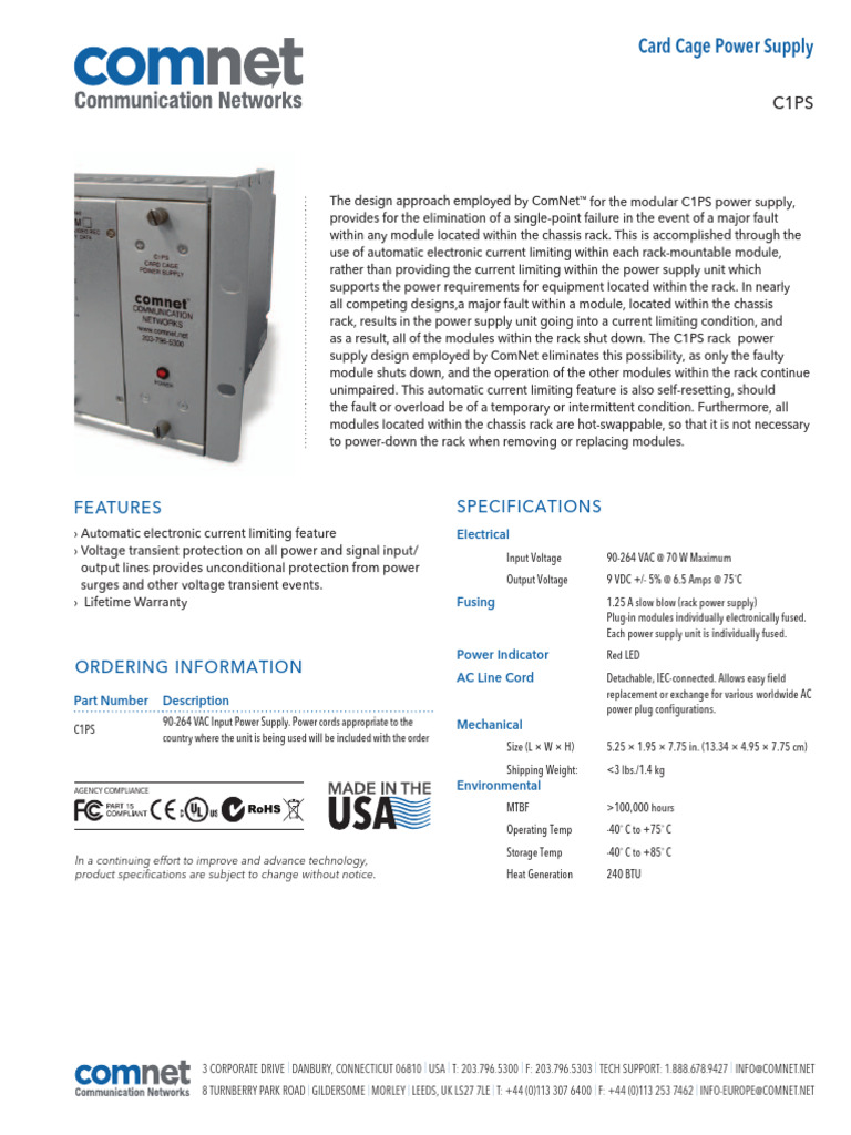 Comnet c1ps Data Sheet | Download Free PDF | Power Supply ...