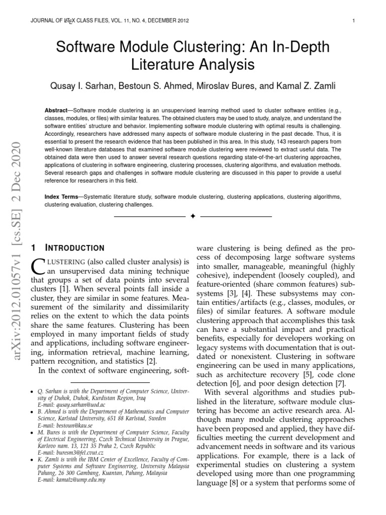 Software Module Clustering An in Depth L | Download Free PDF | Cluster ... Software Module Clustering An in Depth L | Download Free PDF | Cluster ...