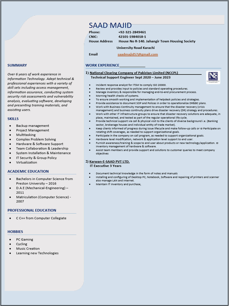 Resume Saad Majid | PDF | Computer Security | Security